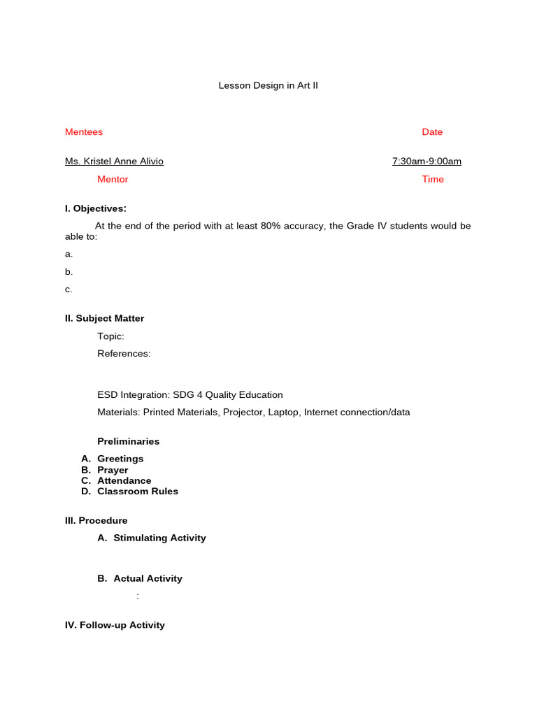 Lesson Design in Art II | PDF