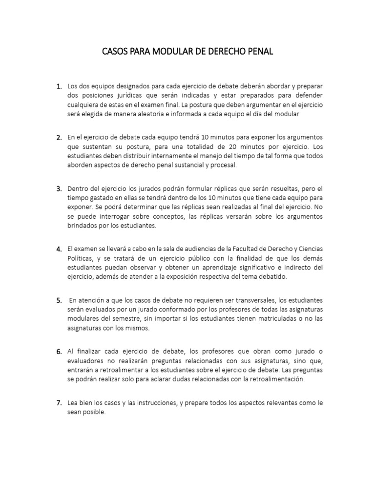 CASOS MODULAR DERECHO PENAL SEMB2024 Versión 2 | PDF | Fiscal | Derecho penal
