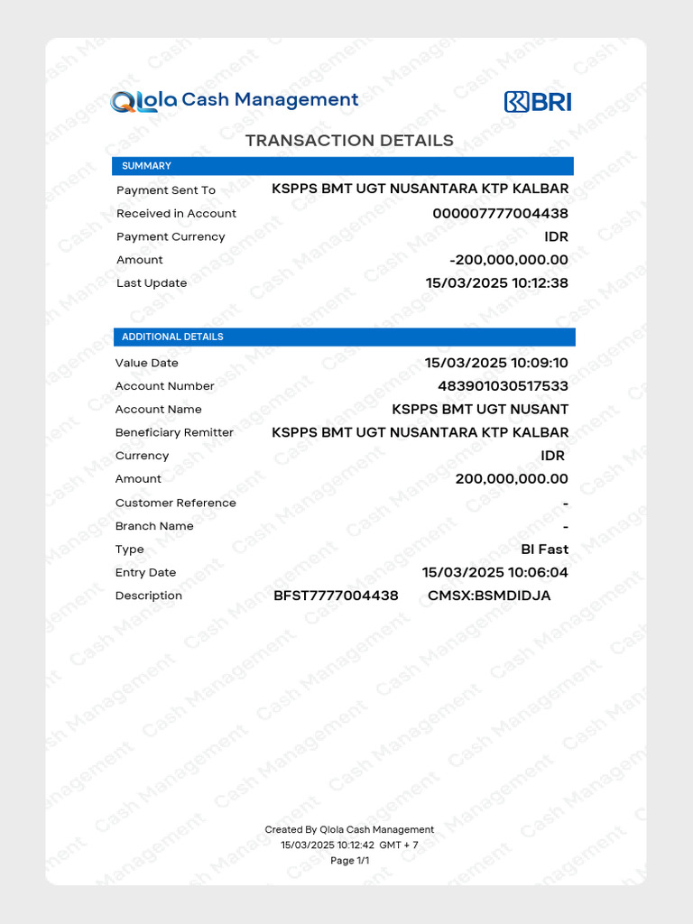 2025-03-15 Kspps BMT Ugt Nus Summary Balance-1 | PDF