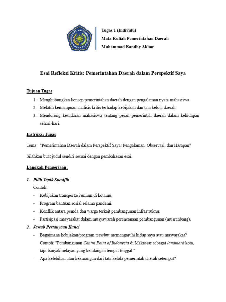 Tugas 1 (Individu) Pemerintahan Daerah | PDF