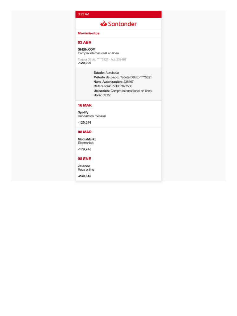 Compras en línea con tarjeta Santander | PDF