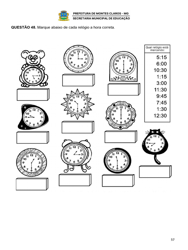 Matematica Relogio | PDF