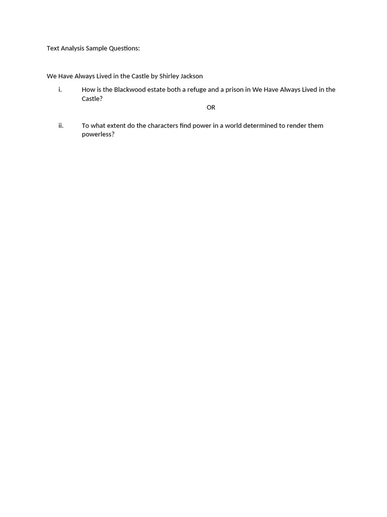 Text Analysis Sample Questions | PDF