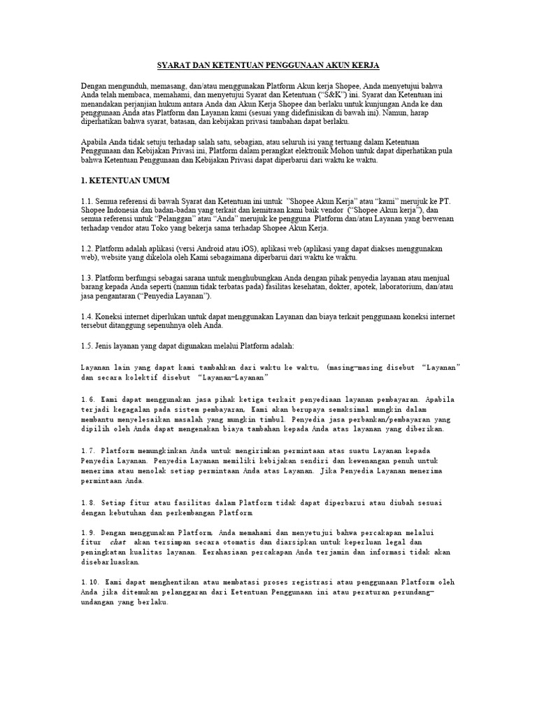 Syarat Dan Ketentuan S&K | PDF