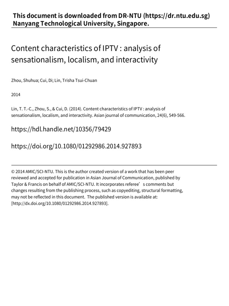 AJC IPTV Content Characteristics | PDF | Social Media | Popular Culture & Media Studies