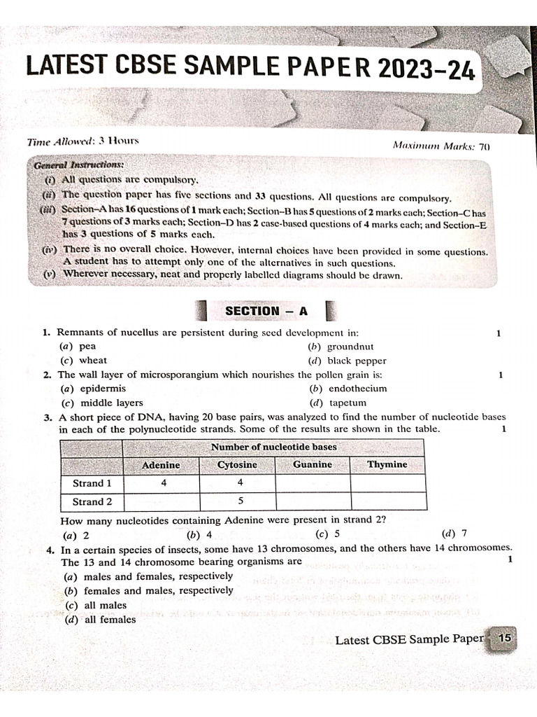 Bio Sample Papers | PDF