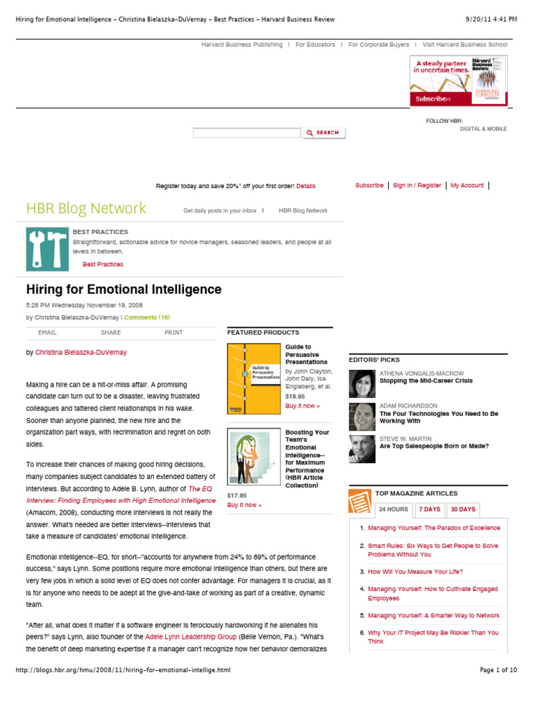 4 Hiring For Emotional Intelligence | PDF | Emotional Intelligence ...