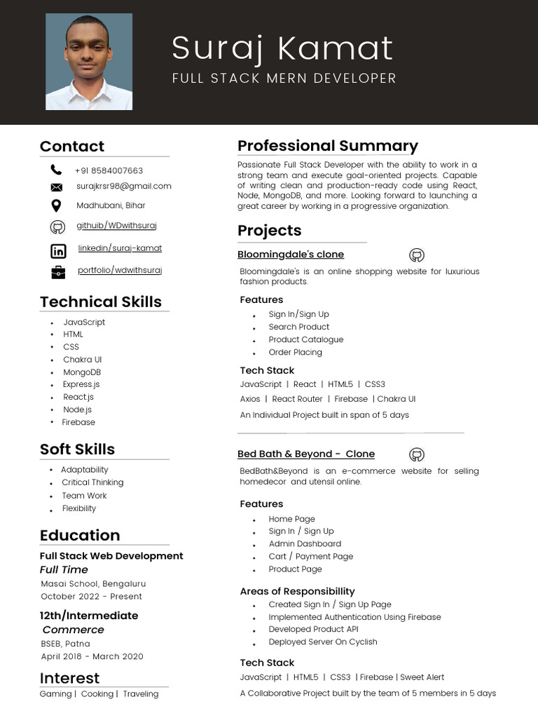 Suraj Kamat Resume.09d78eba6af27fc70d21 | PDF | Java Script | Systems Architecture