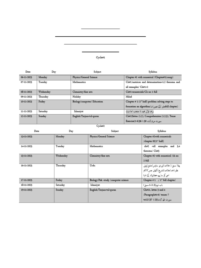 9th Class Schedule 2024 | PDF