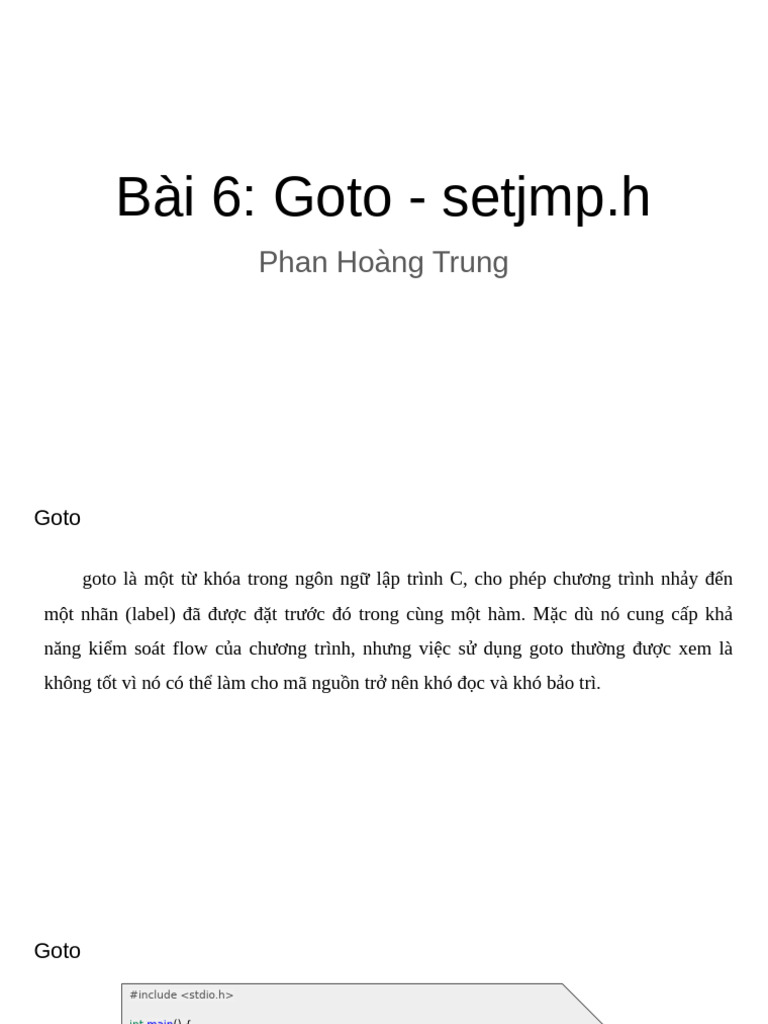 Bài 6_ Goto - setjmp.h | PDF