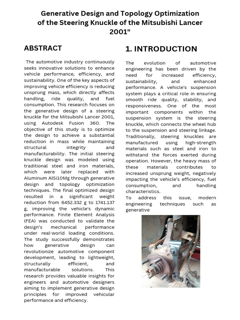 Generative Design and Topology Optimization of The Steering Knuckle of ...