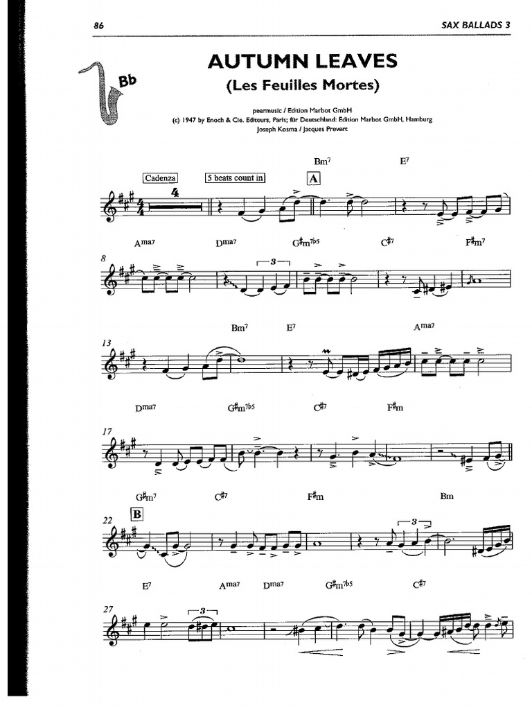 Autumn Leaves-Tenor Sax | PDF