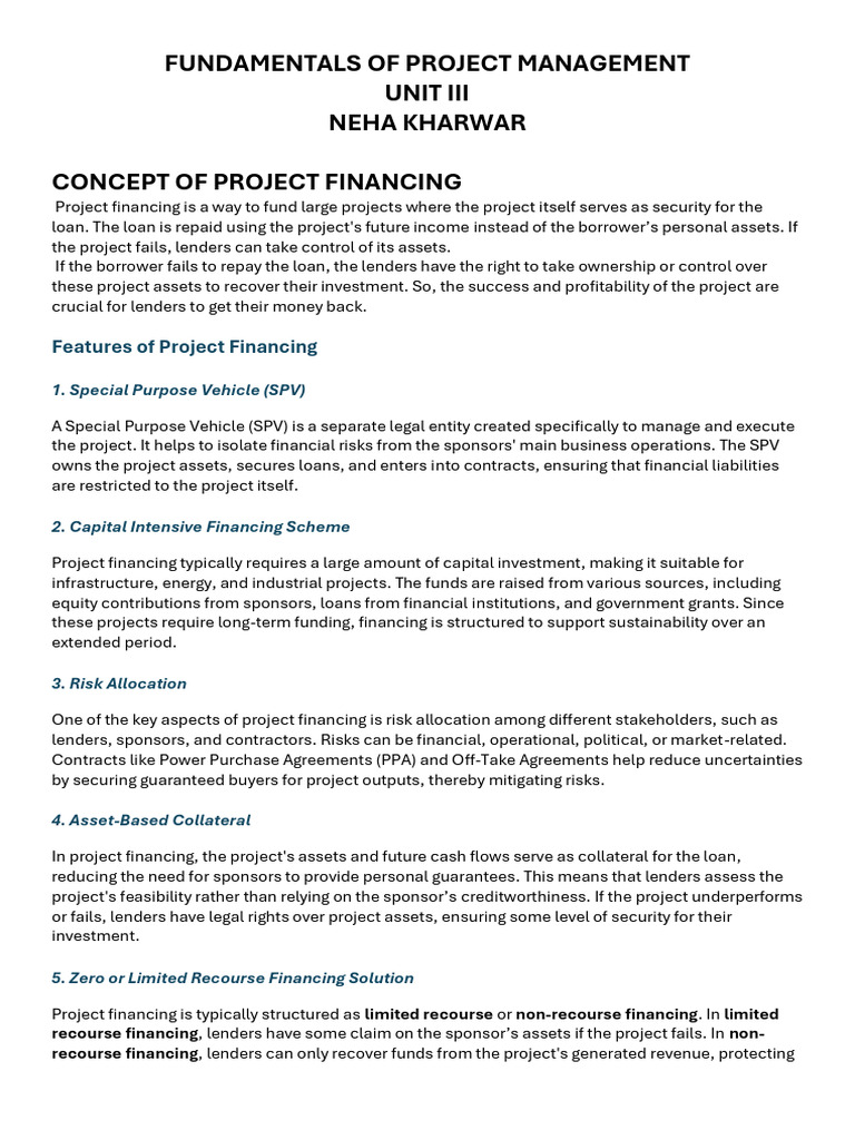 Project Management Unit Iii Pdf Net Present Value Risk
