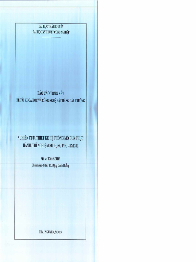 TS. Đặng Danh Hoằng-Nghiên Cứu, Tk Hệ Thống Mo Dun TH, TN Sử Dụng PLC s7-1200 | PDF