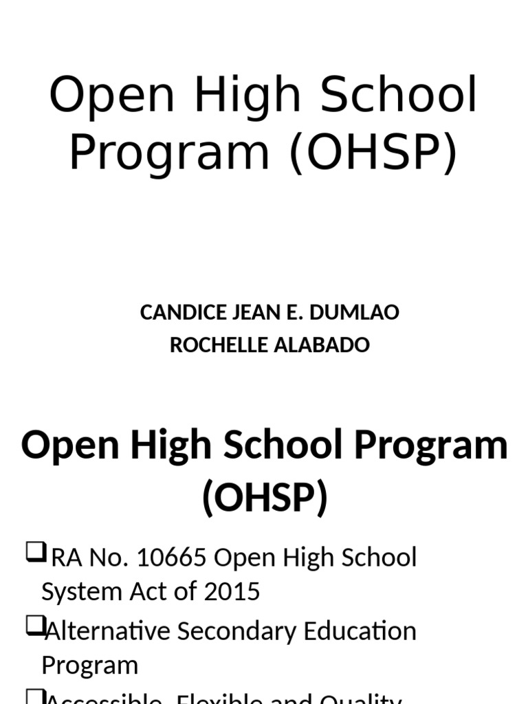 Open High School Program (OHSP) | PDF