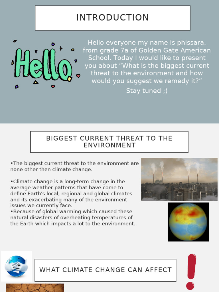 Biggest Current Threat in The Environment | PDF | Climate Change ...