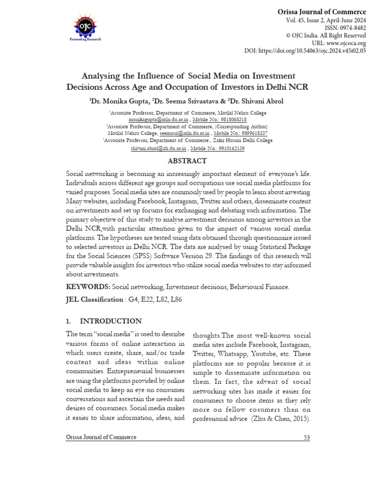 RESERACH PAPER ON INVESTMENT DECISION MAKING | PDF | P Value | Statistics
