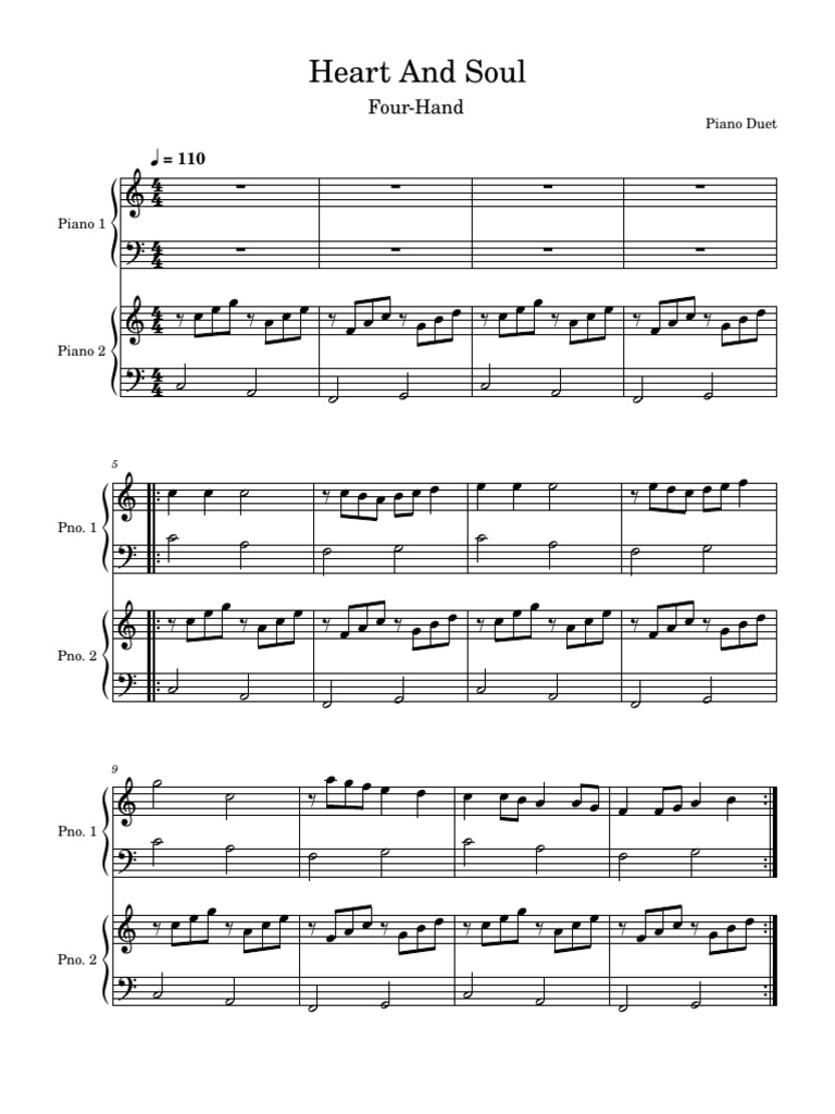 Heart and Soul Piano Duet Sheet Music | PDF