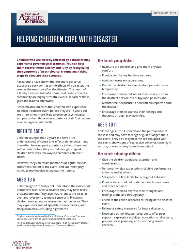 Helping Kids Heal After Disasters | PDF | Psychological Trauma | Major ...