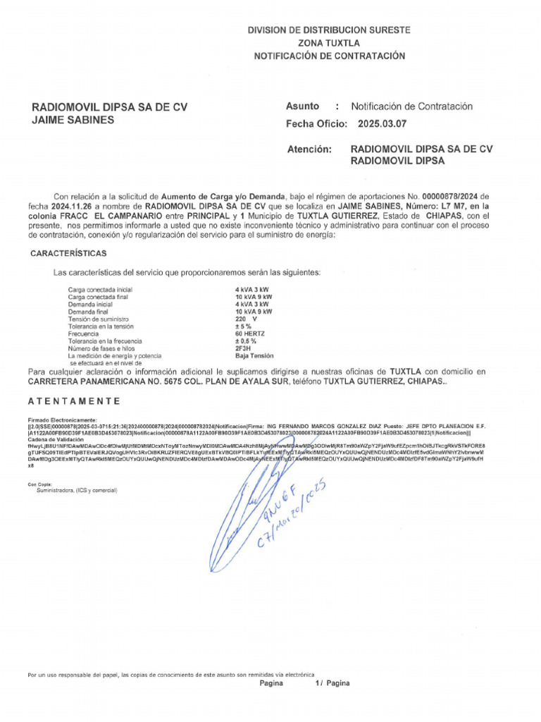 Oficio de Contratacion 878 | PDF