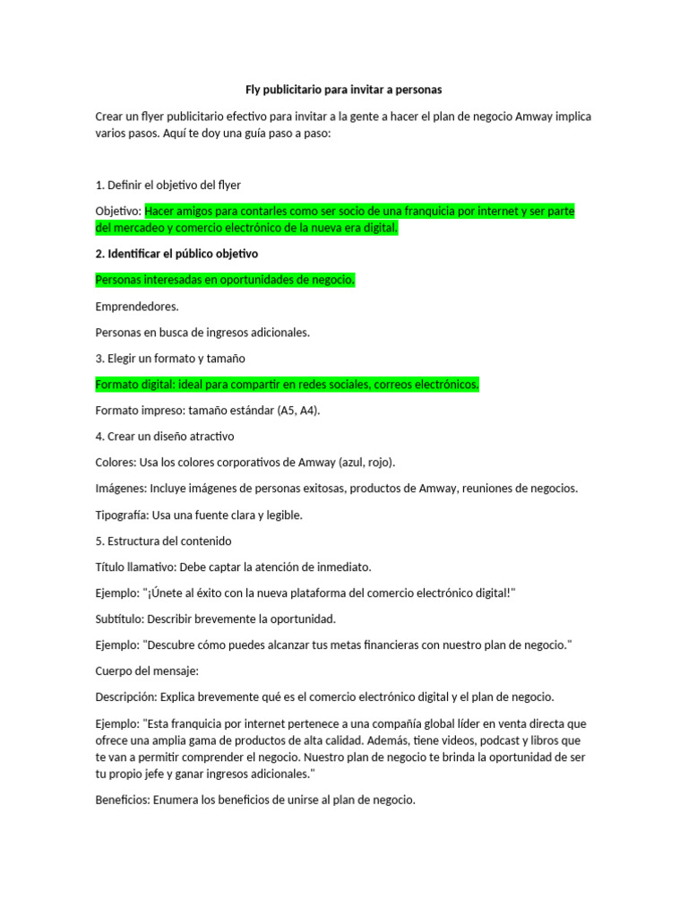 Flyer para Invitar al Plan Amway | PDF | Plan de negocios | Comercio ...