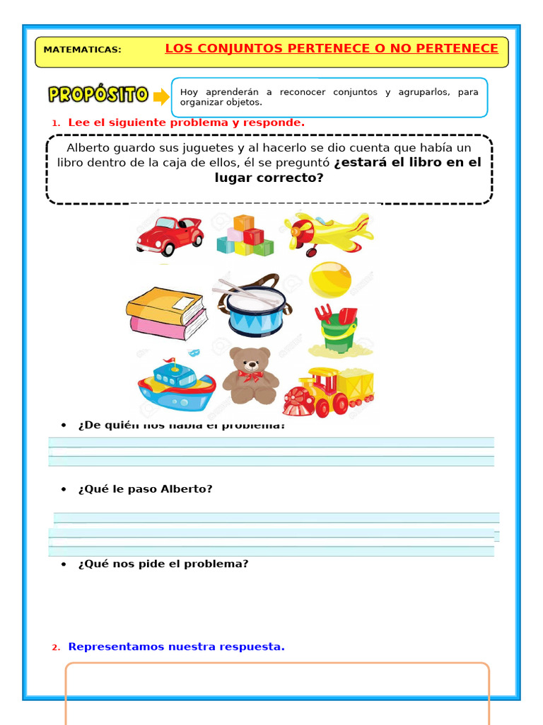 U1 S1 Ficha D4 Mat Los Conjuntos Pertenece o No Pertenece | PDF