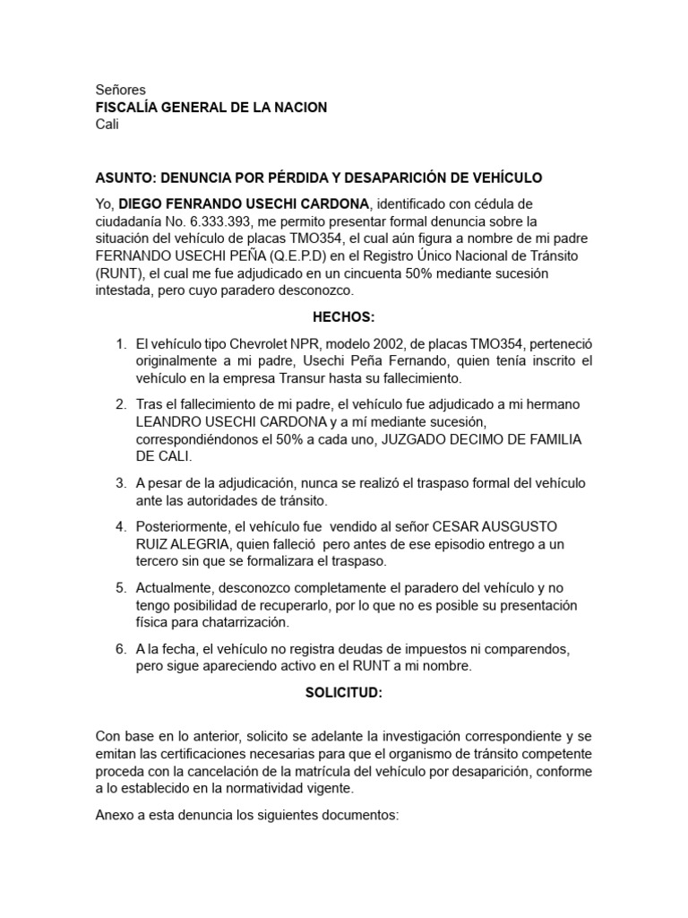 Denuncia Diego Usechi | PDF