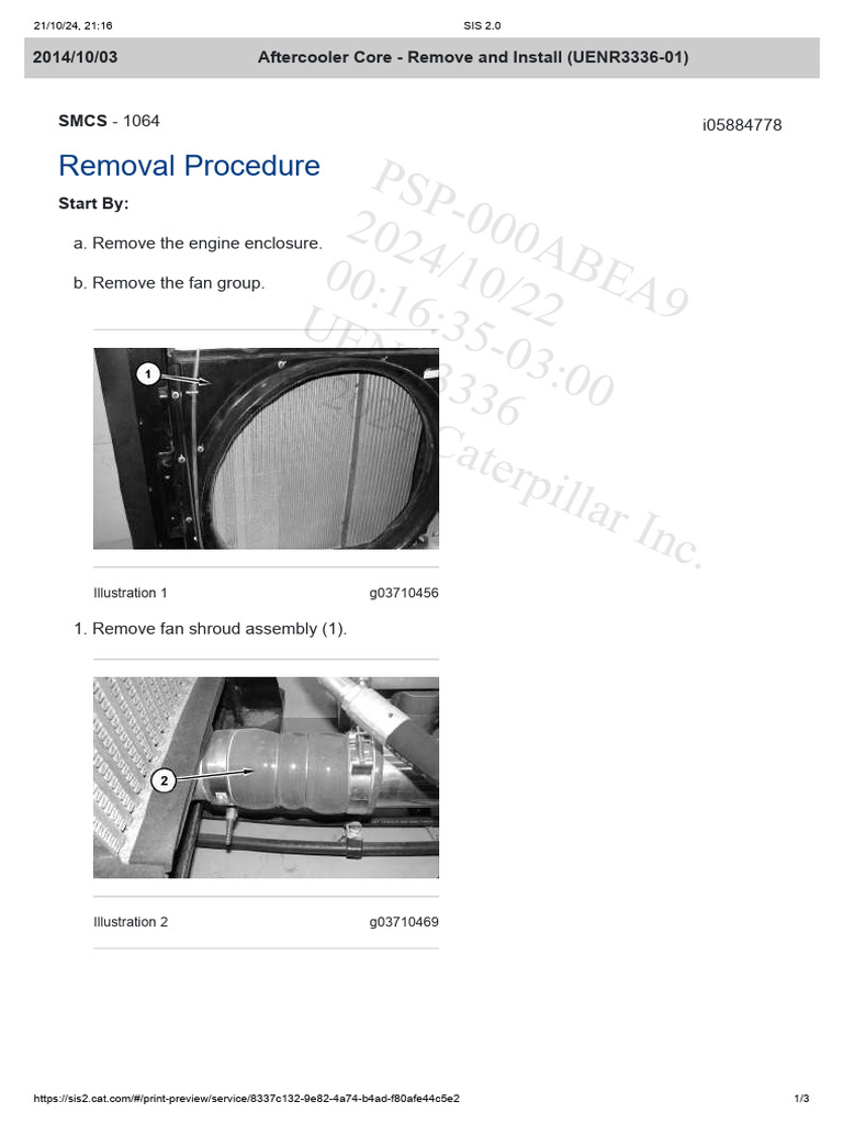 Aftercooler Core - Remove and Install | PDF