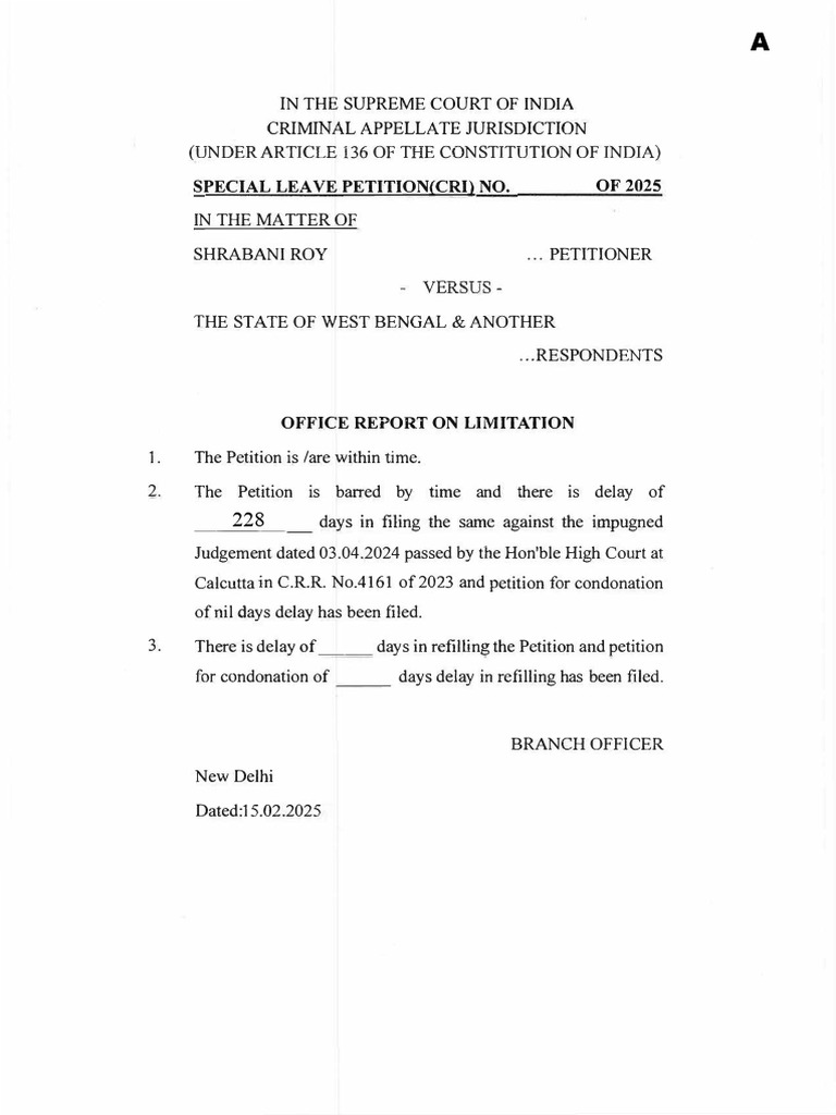 (Under Article 136 of The Constitution of India) : Special Lea Ve ...