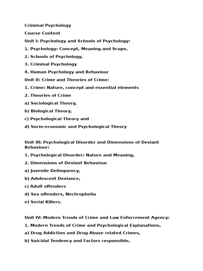 Criminal Psychology Course Overview | PDF