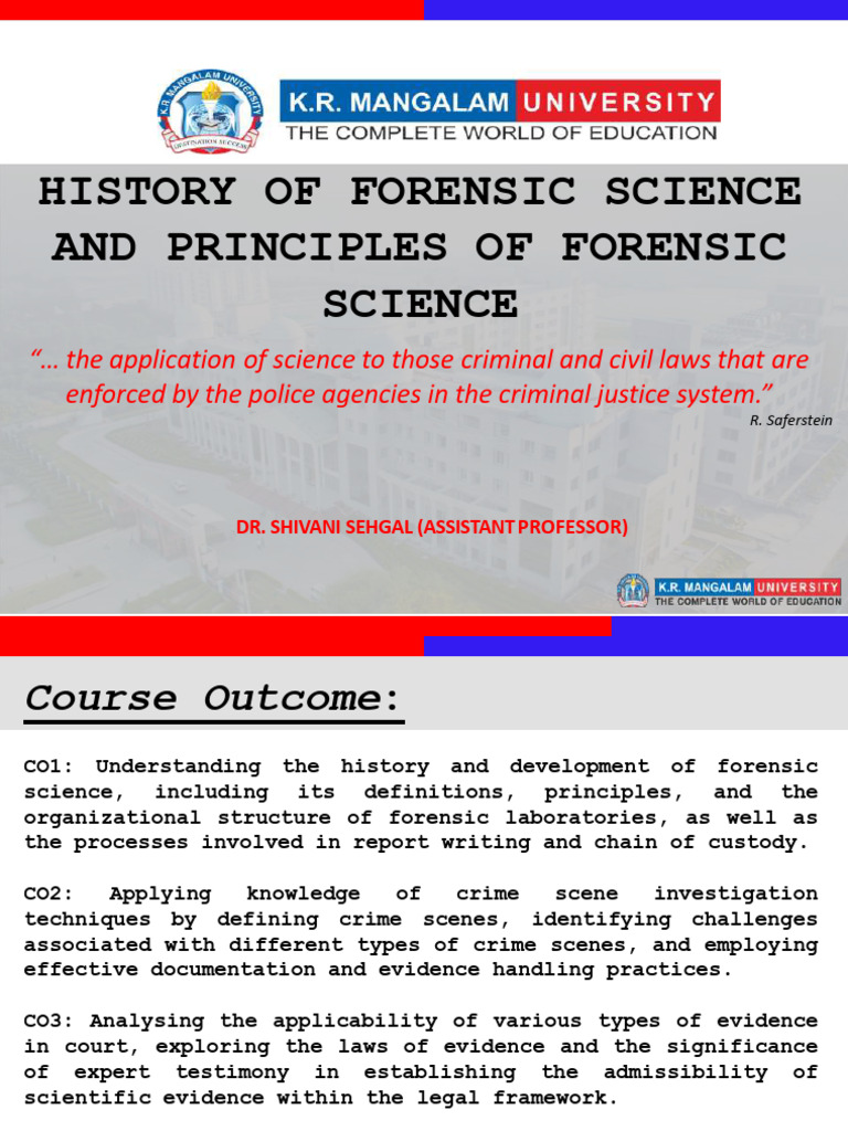Session Ii History of Forensic Science and Forensic Science Labs | PDF ...