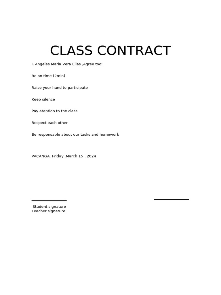 Class Contract Agreement Template | PDF
