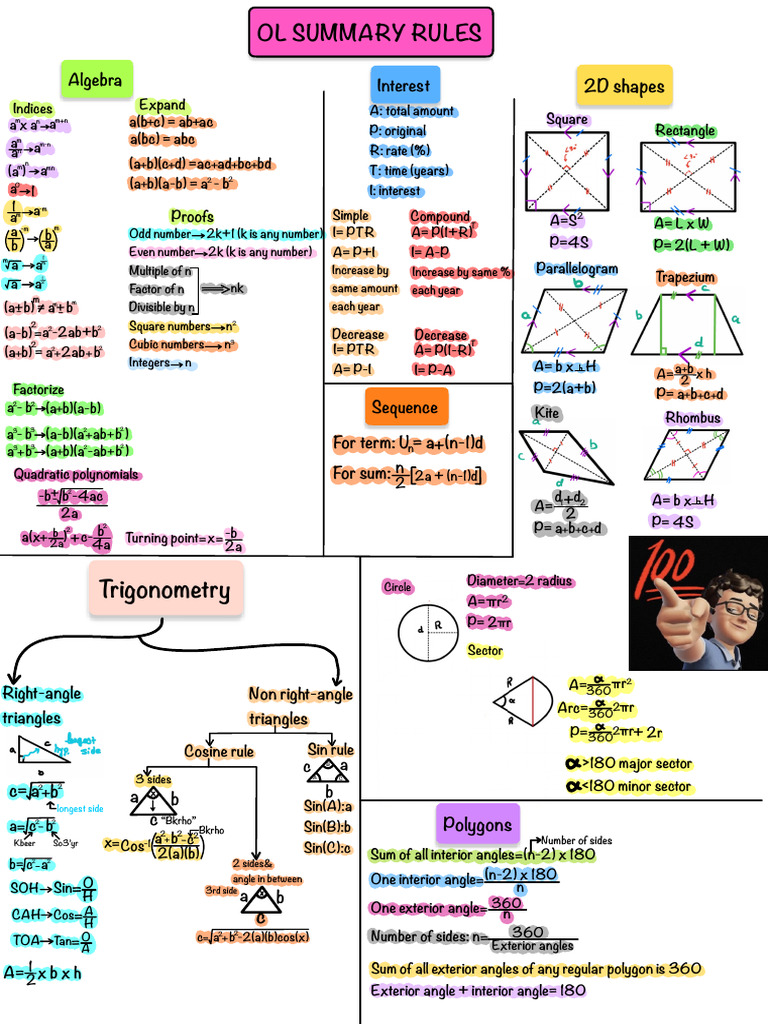 OL SUMMARY RULES | PDF | Mathematics | Elementary Geometry