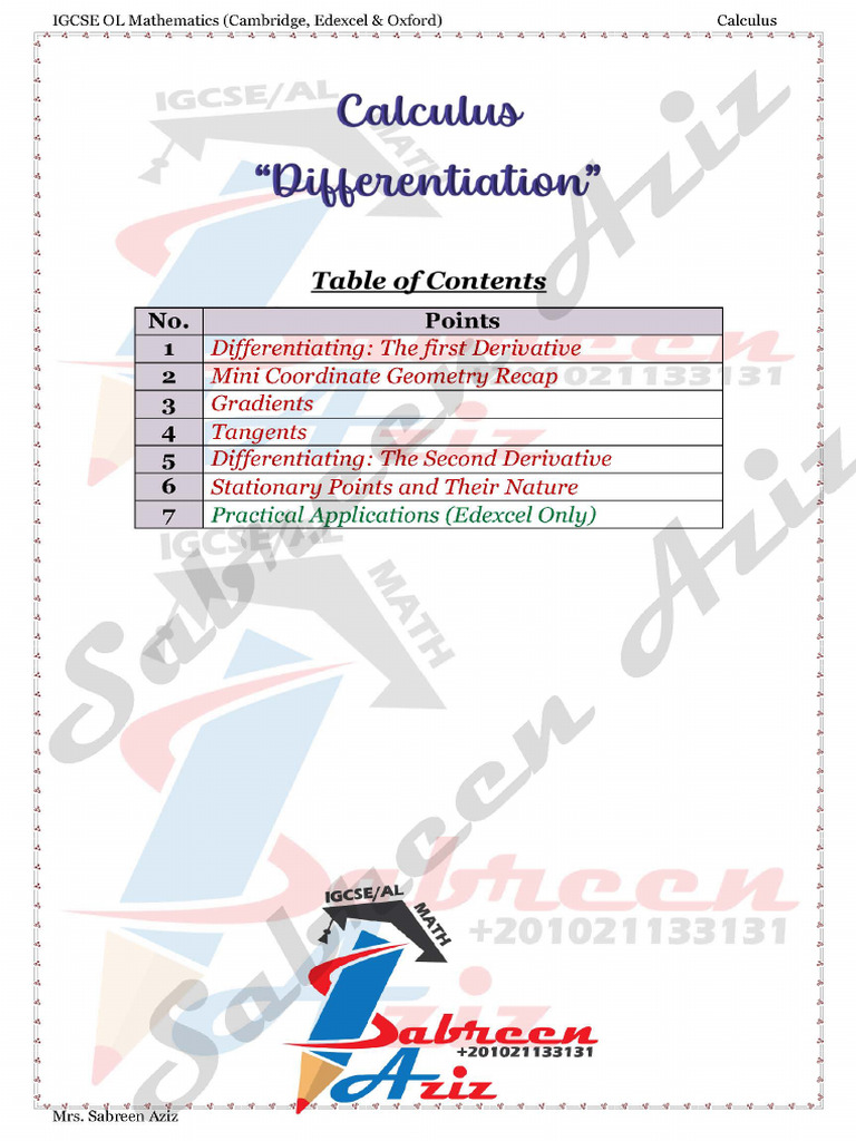 13 Calculus Notes FINAL | PDF
