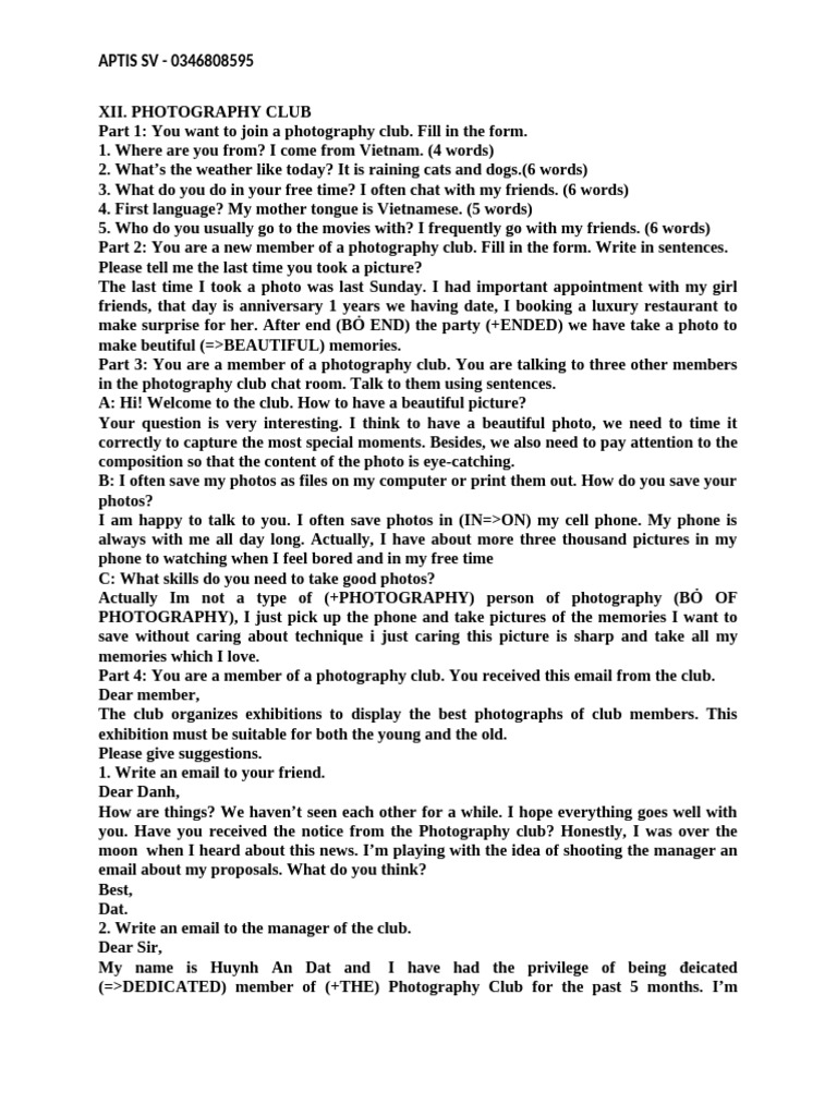 Photography Club Membership and Suggestions | PDF