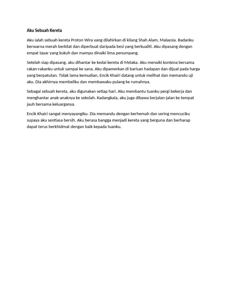 Aku Sebuah Kereta Pdf