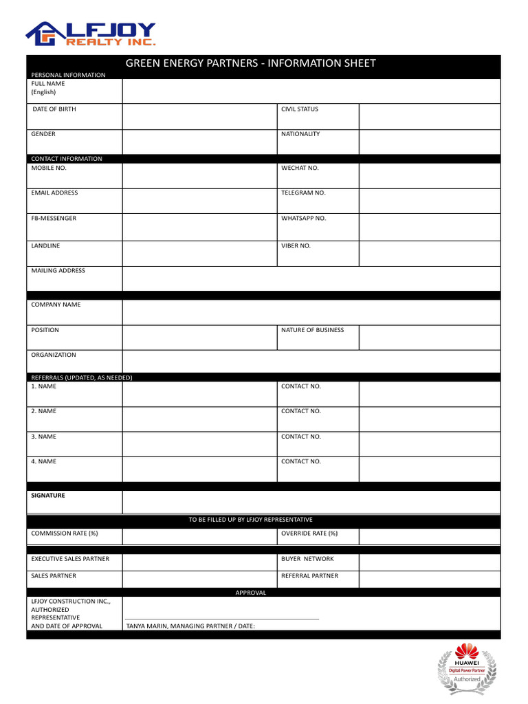Info Sheet-Partners - LFJOY Green Energy | PDF | Justice | Crime & Violence