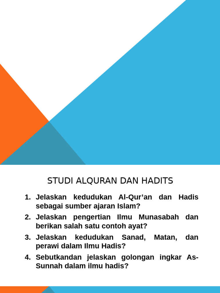 Soal Studi Quran Hadits | PDF