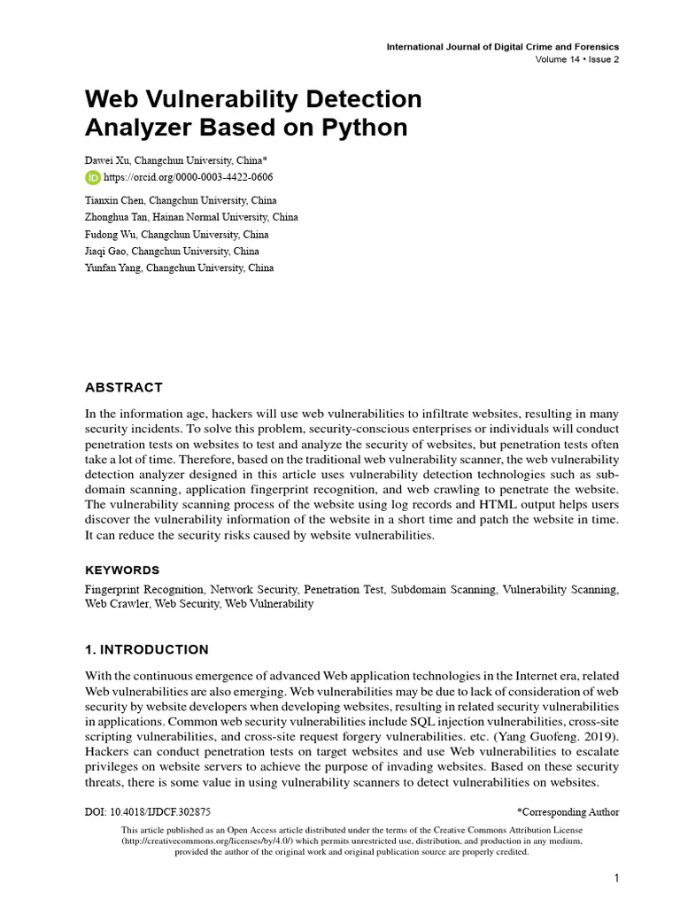 Web Vulnerability Detection Analyzer Based On Pyth | PDF | World Wide Web | Internet & Web
