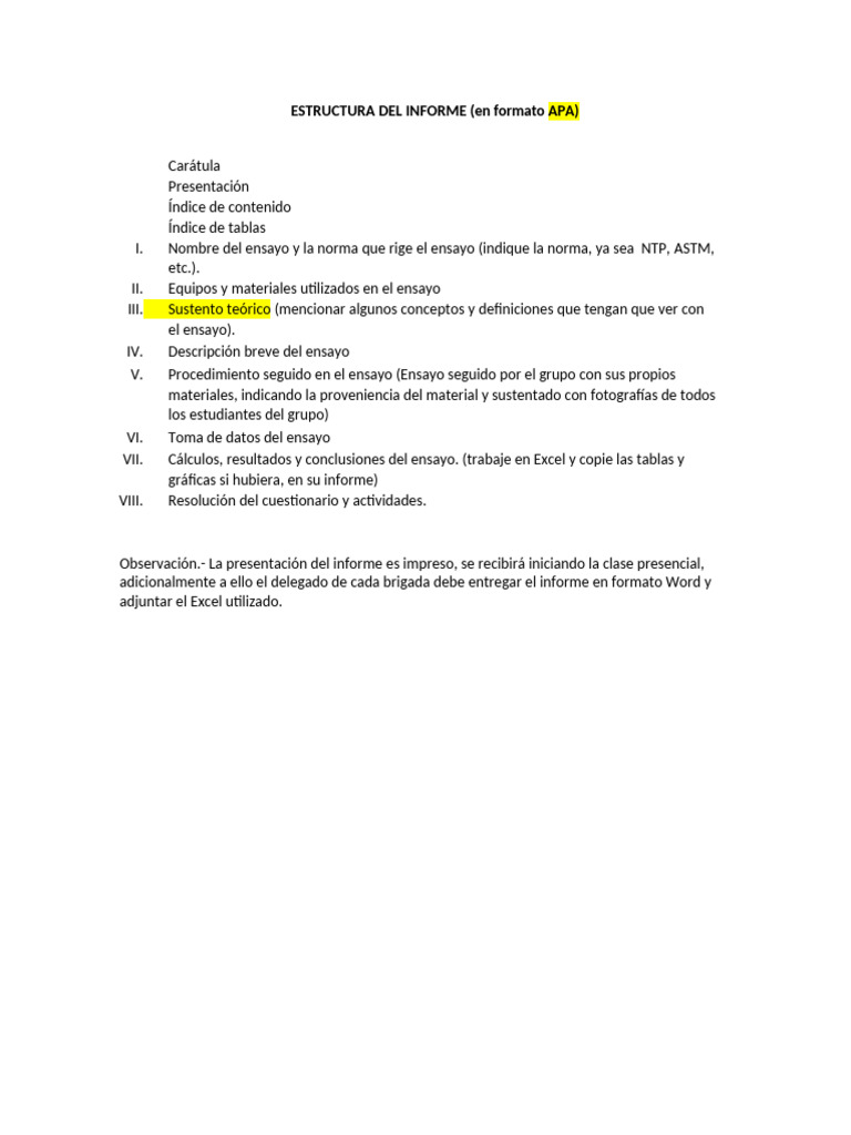 Estructura de Informe | PDF