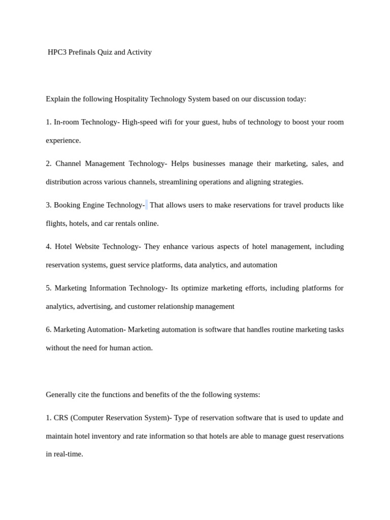 HPC3 Prefinals Quiz and Activity | PDF