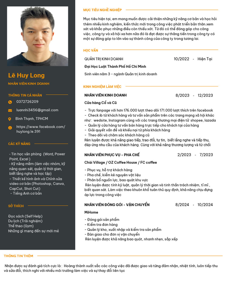 CV Lê Huy Long - CV N P Cho Cô-TopCV - VN | PDF