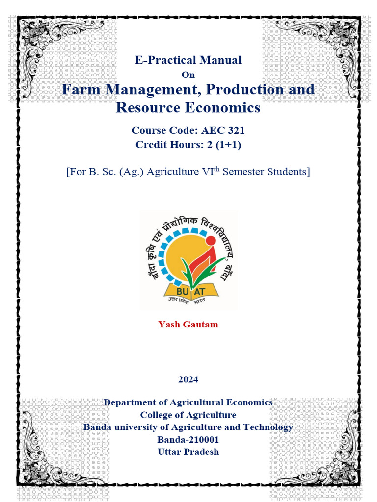 AEC 321 Farm Management Production Economics | PDF | Depreciation | Opportunity Cost