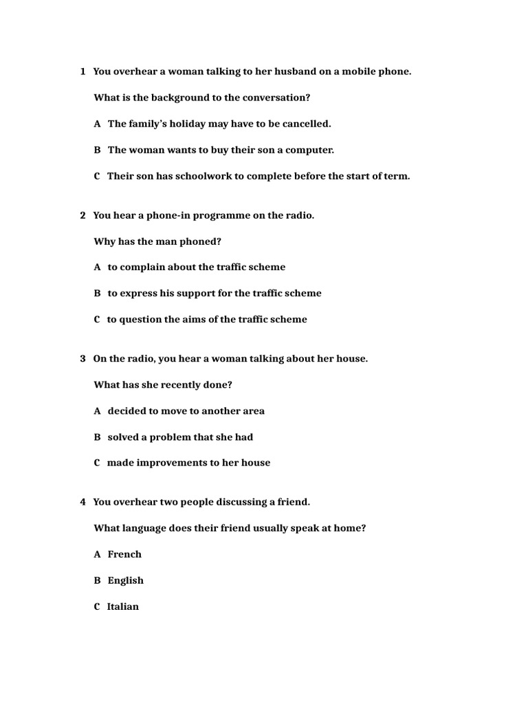 1 You Overhear A Woman Talking To Her Husband On | PDF