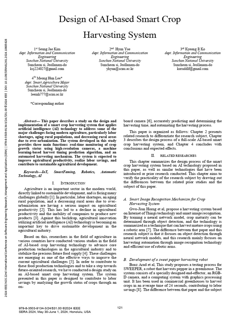 AI-Driven Smart Crop Harvesting System | PDF | Agriculture | Artificial ...