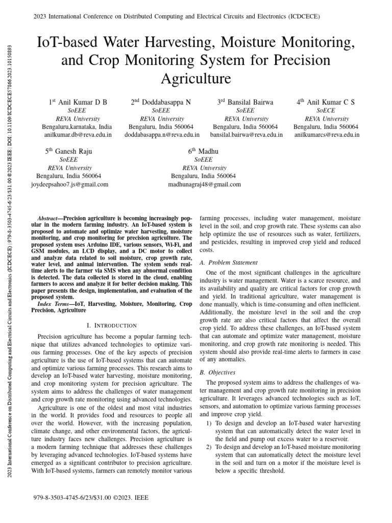 IoT-based Water Harvesting Moisture Monitoring and Crop Monitoring System For Precision ...