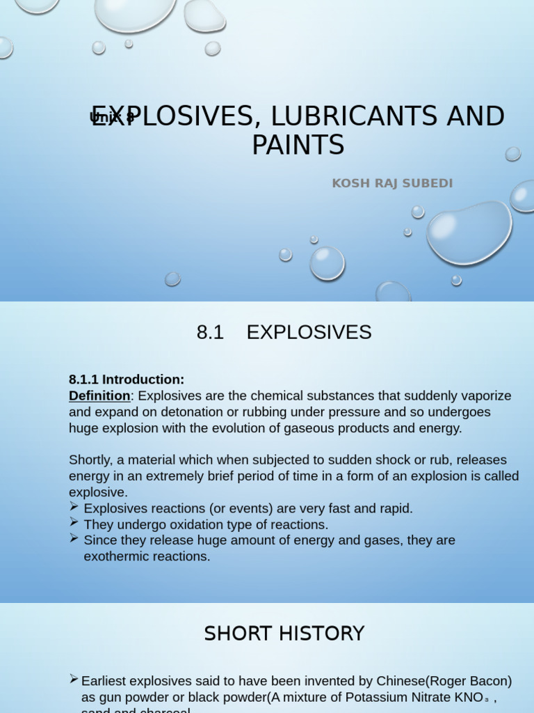 Overview of Explosives and Their Uses | PDF | Lubricant | Paint