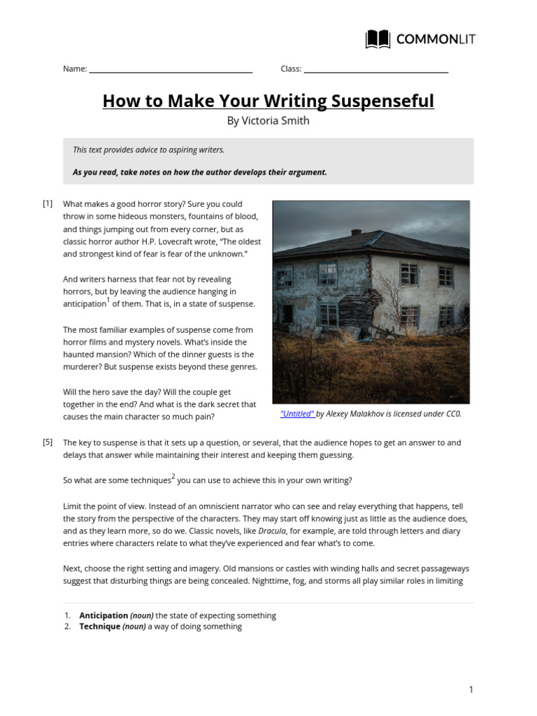 How To Make Your Writing Suspenseful | PDF | Horror Fiction | Narration