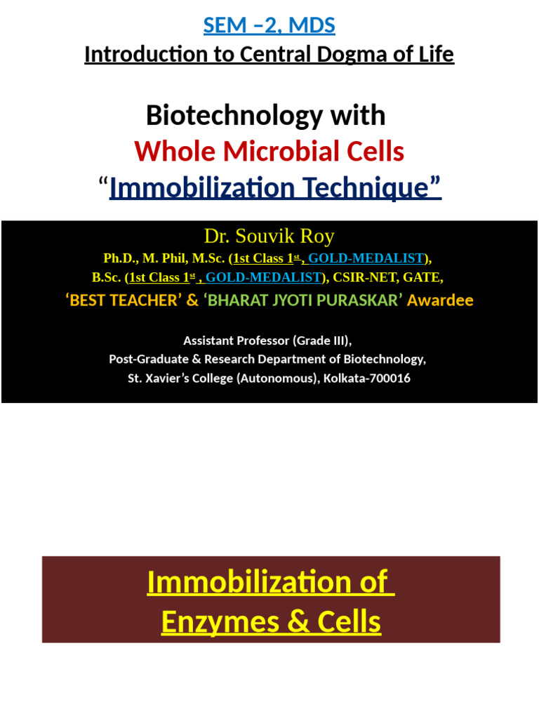 Expt 3 - Immobilization of Cells & Enzymes - Lecture | PDF