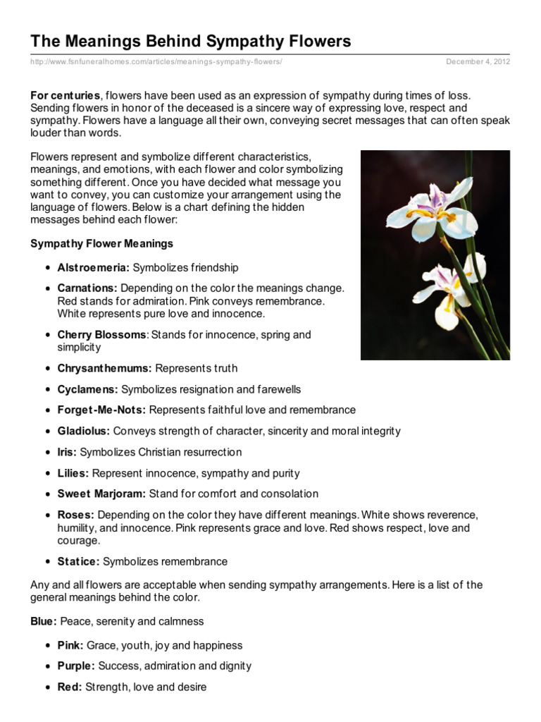 The_Meanings_Behind_Sympathy_Flowers_Article | PDF | Love